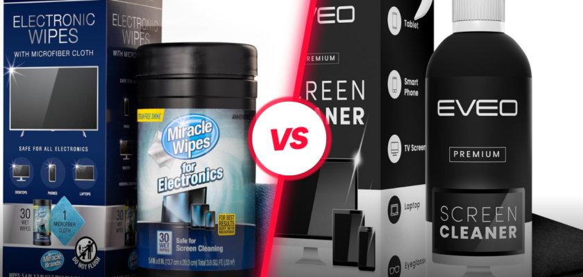 Eveo Electronic Screen Cleaner Spray vs. MiracleWipes Electronic Screen ...